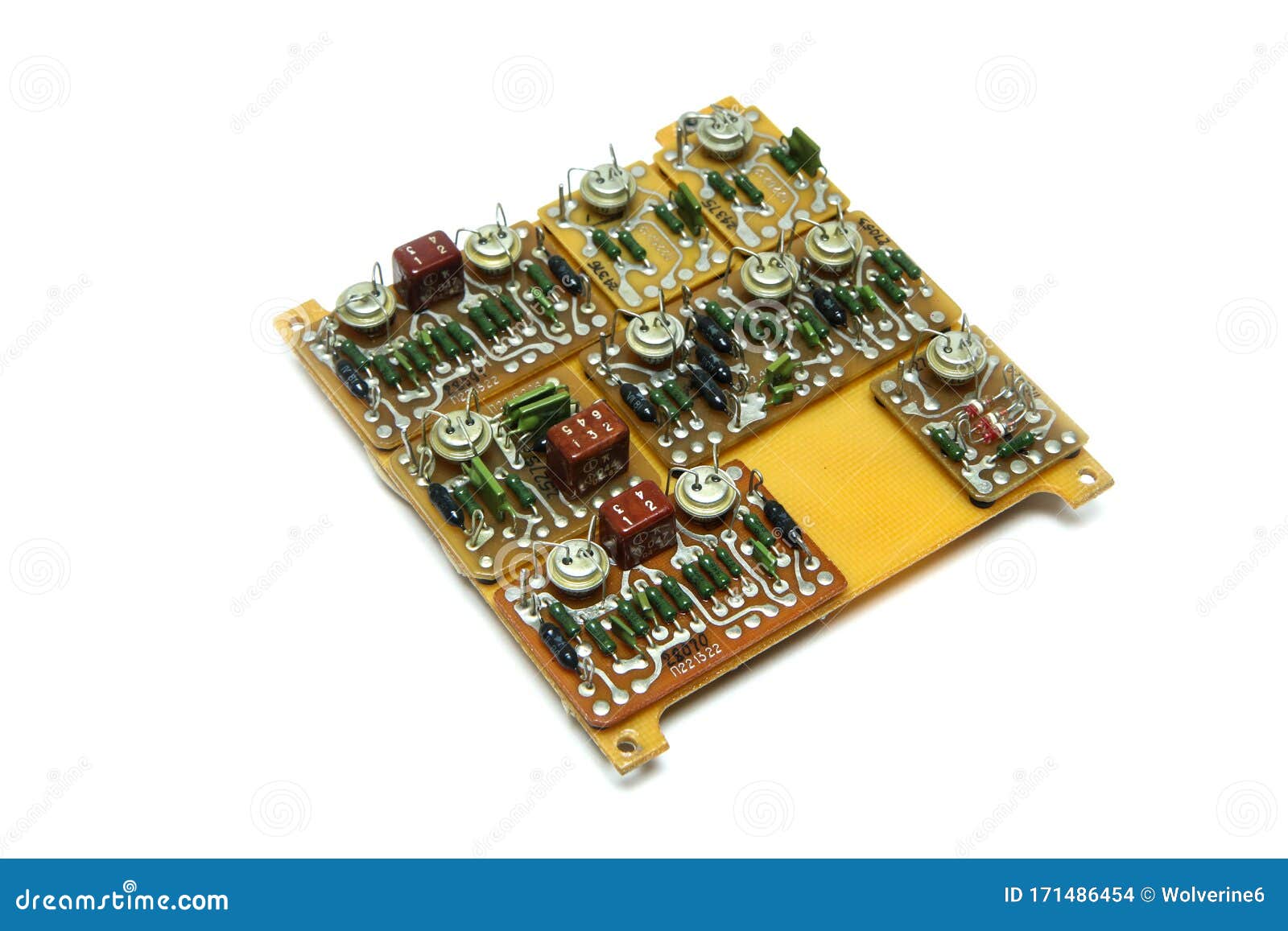 The Old Vintage Circuit Board with Several Electronic Components. Stock ...