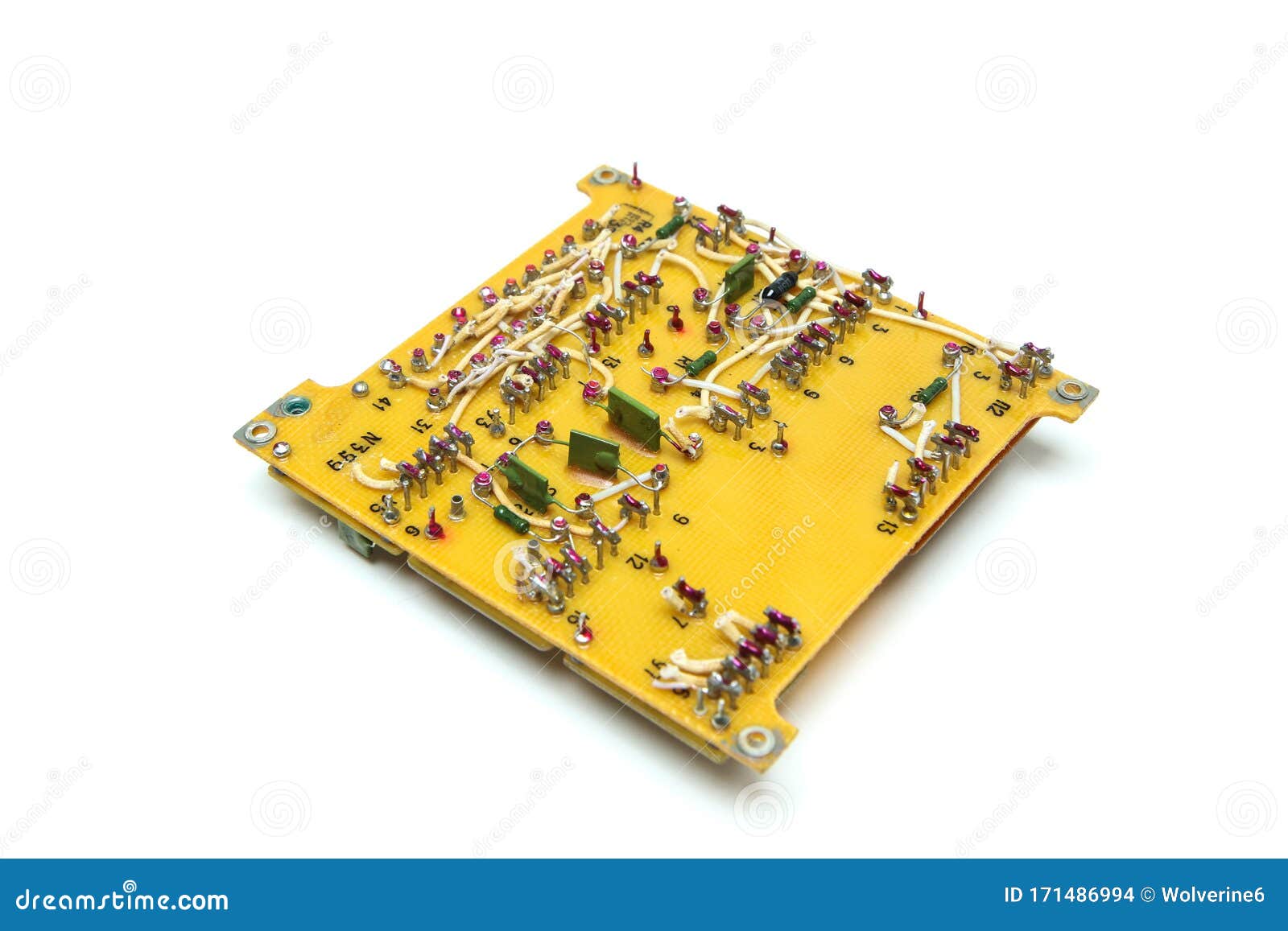 The Old Vintage Circuit Board with Several Electronic Components. Stock ...