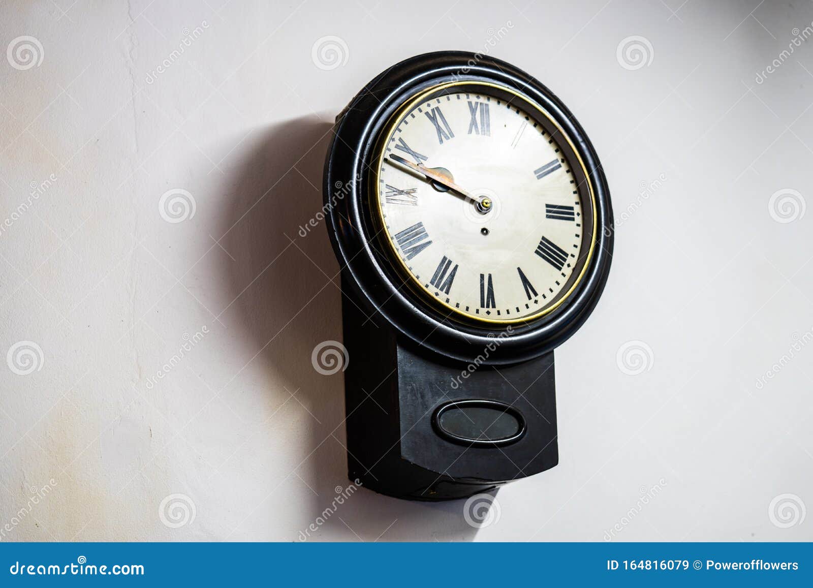 Old vintage clock on wall stock image. Image of concept - 164816079
