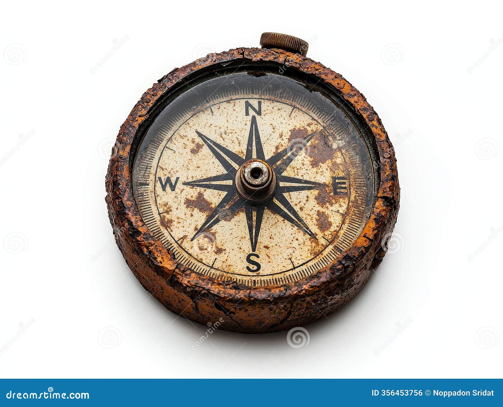 Old Vintage Compass With A Metal Casing On A Plain White Background For ...