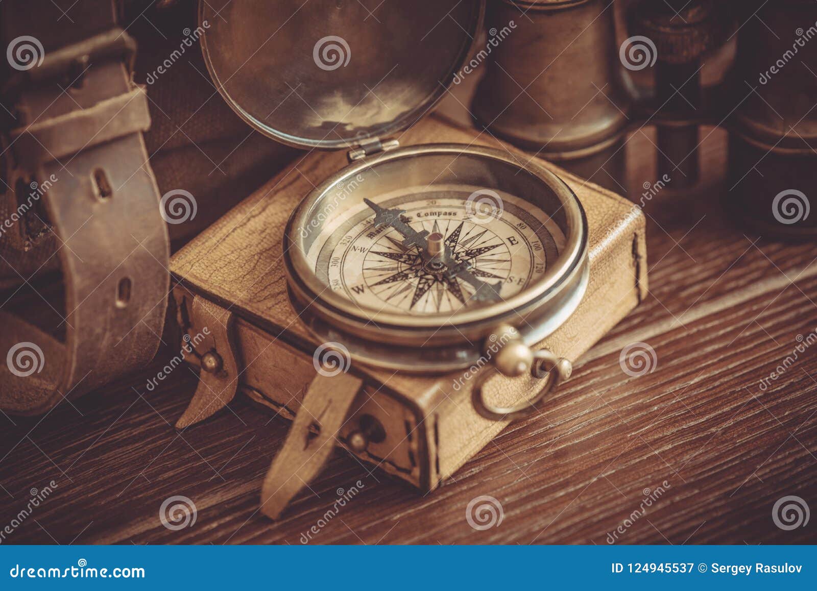 Old Vintage Compass . Travel Navigation Concept Stock Image - Image of ...