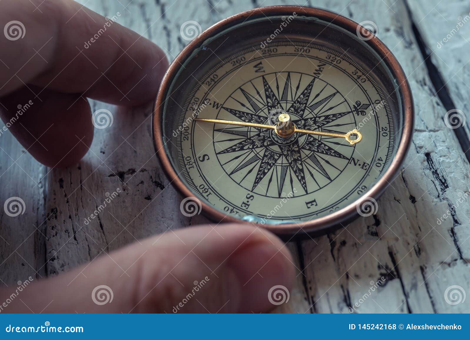 Old Vintage Compass on Rustic Wooden Background Stock Photo - Image of ...