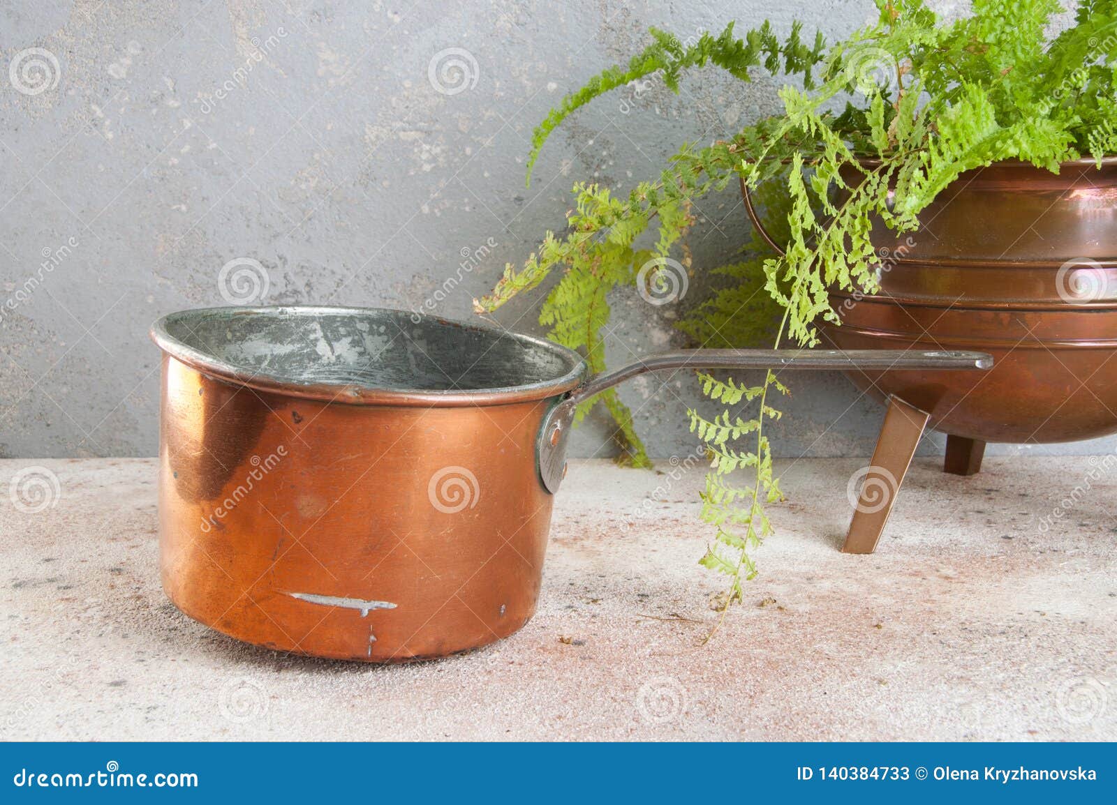 Old vintage copper pot stock image. Image of object - 140384733