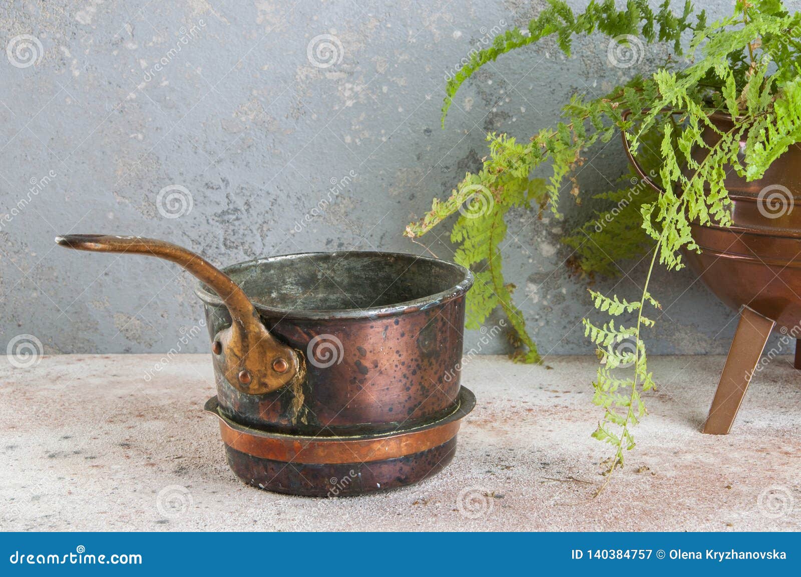 Old vintage copper pot stock image. Image of background - 140384757