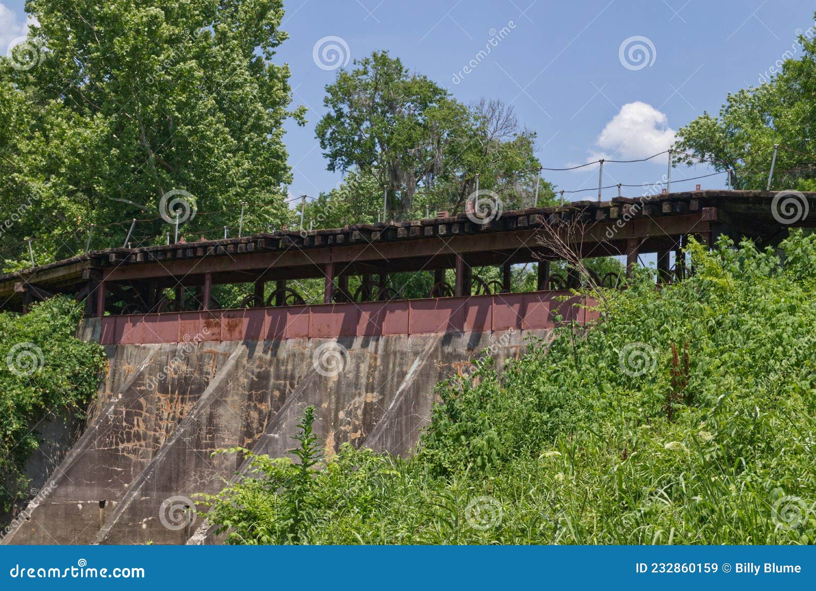 Old Vintage Dam and a Decommissioned Bridge Stock Image - Image of view ...