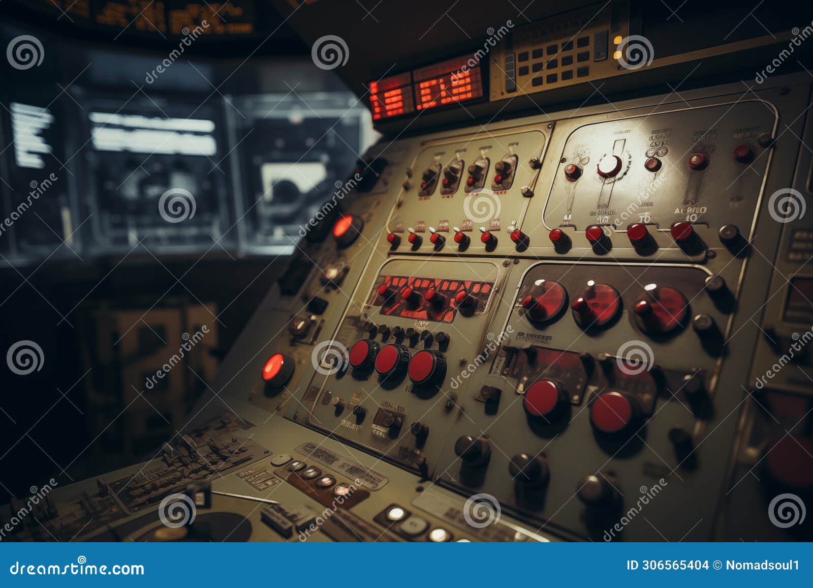 Old Vintage Electrical Control Panel with Buttons and Gauges ...