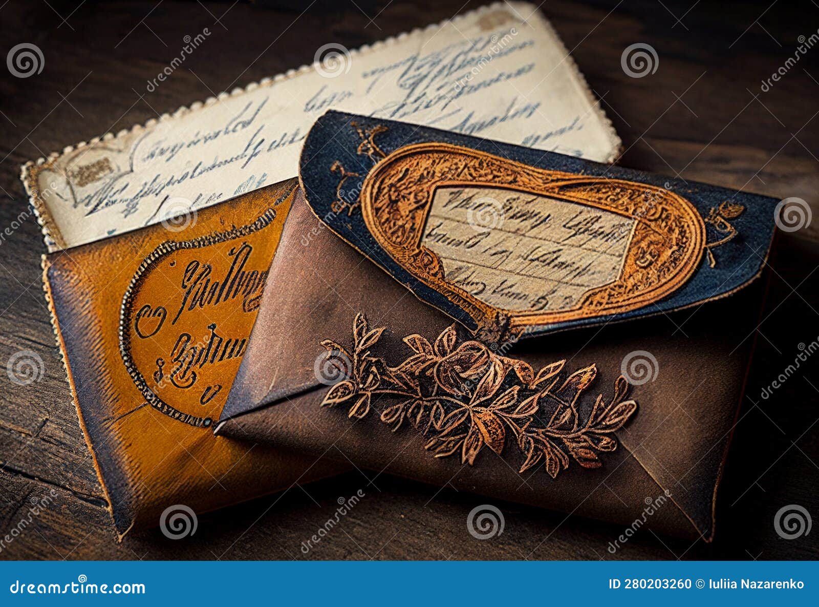 Old Vintage Envelopes with Letters. AI Generated Stock Illustration ...