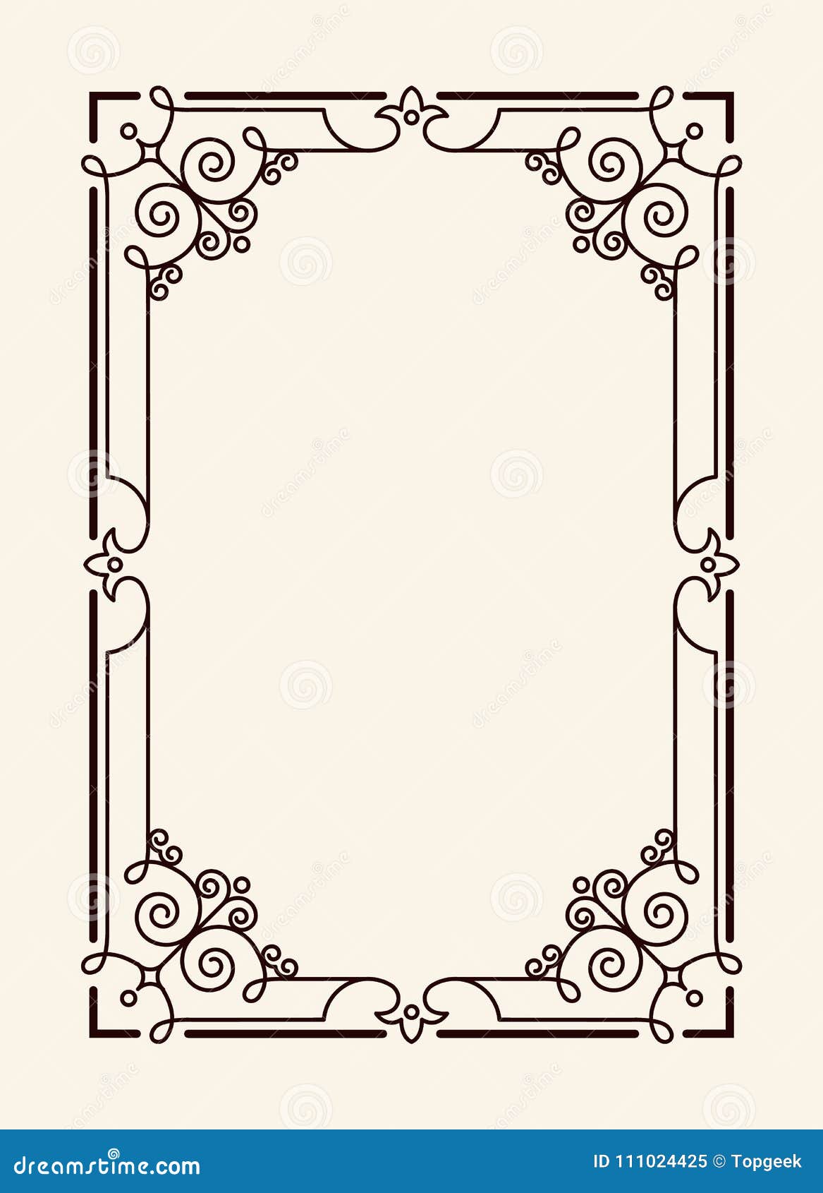 Old Vintage Frame with Cut Angles and Thin Swirls Stock Vector ...