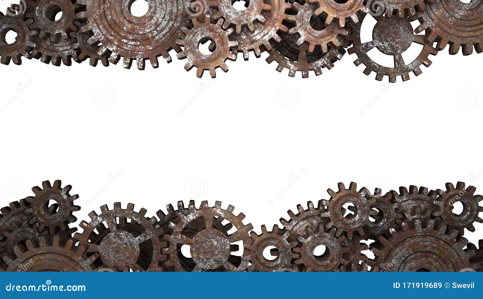 Old Vintage Frame from Rusty Gears. Photo Frame. 3D Illustration. Stock ...