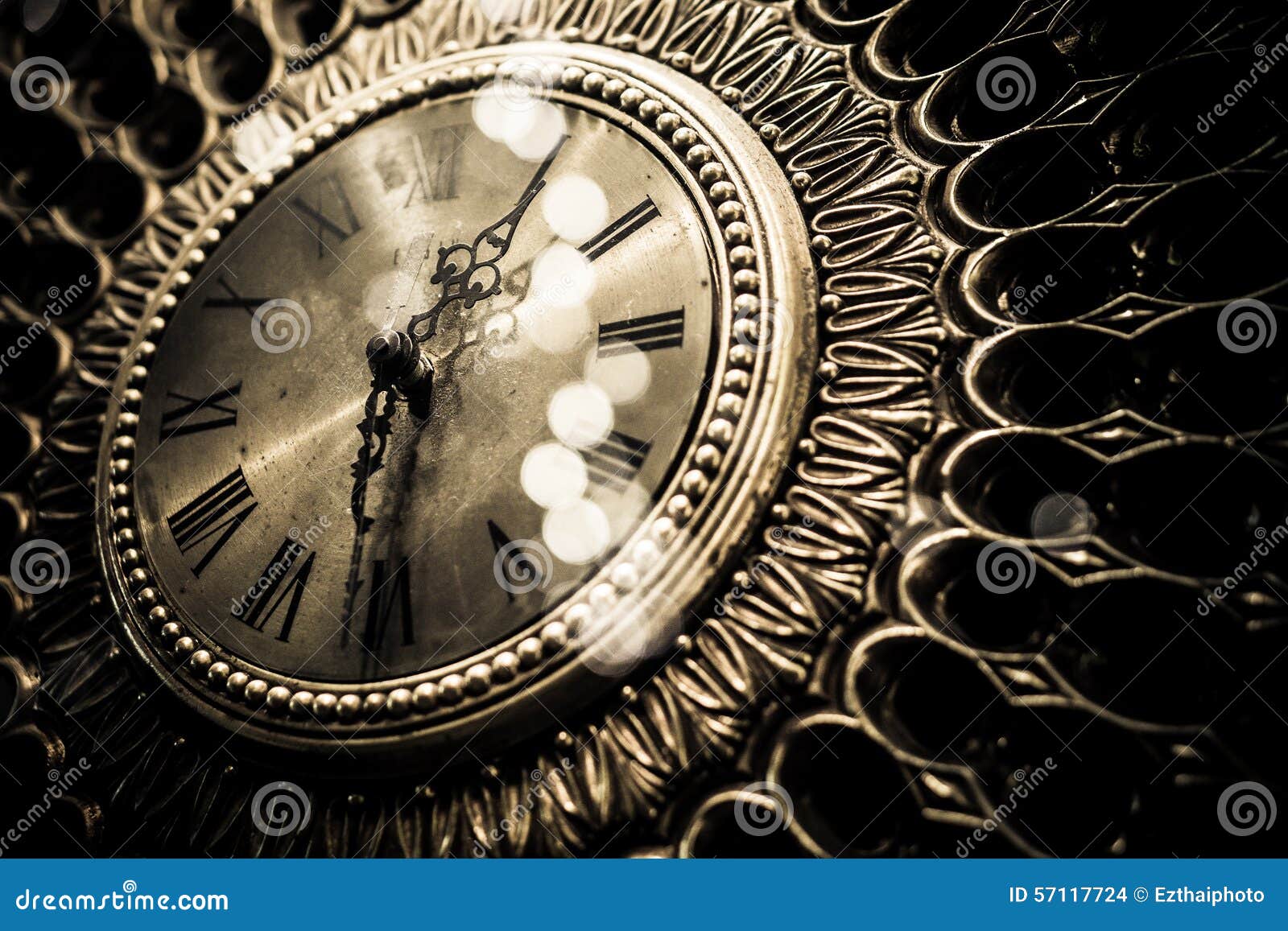 Old vintage gold clock stock photo. Image of passing - 57117724