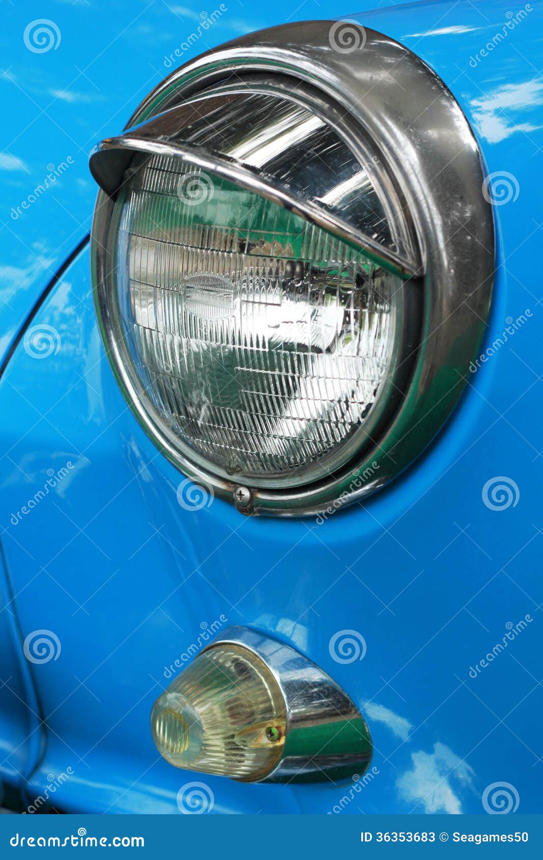 Old Vintage Headlights, Vintage Style. Stock Image - Image of bumper ...