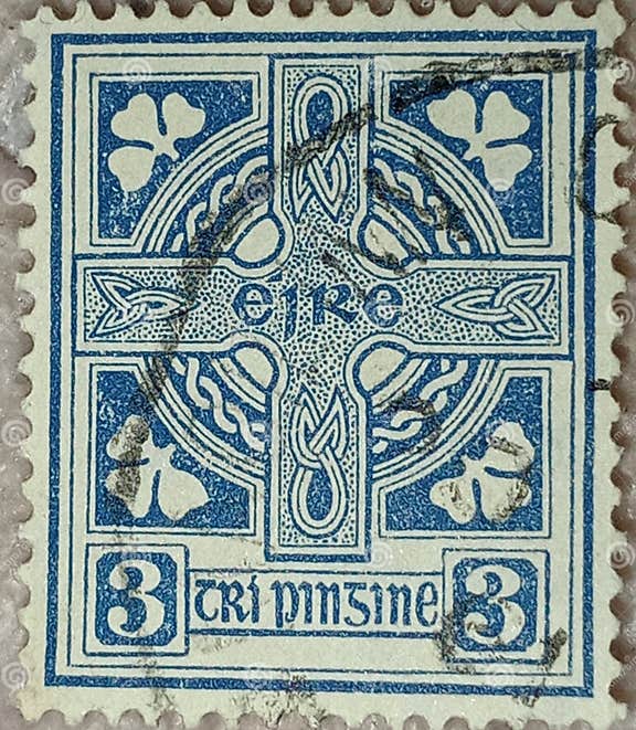 Old Vintage Irish 3 Eire Stamp Editorial Stock Image - Image of eire ...
