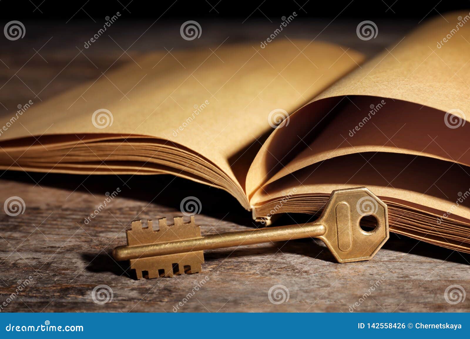 Old Vintage Key with Book on Table Stock Photo - Image of golden ...