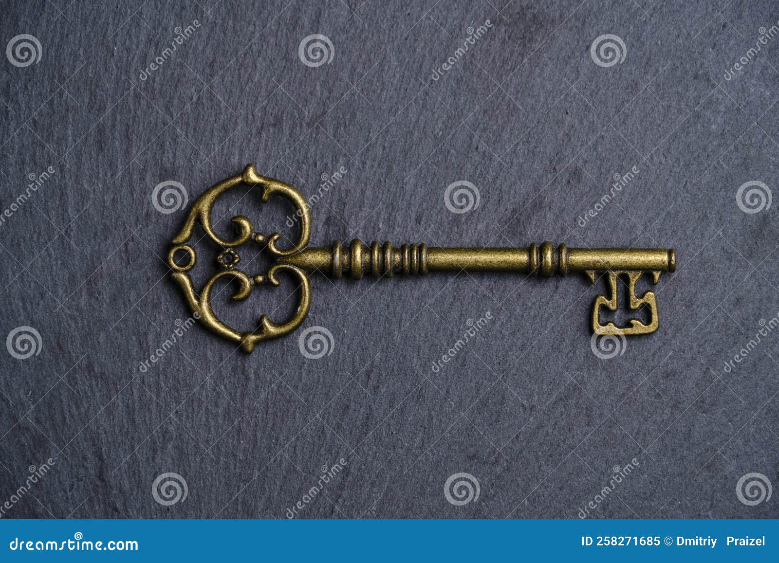 Old Vintage Key Dark Slate Stone Background Stock Image - Image of open ...