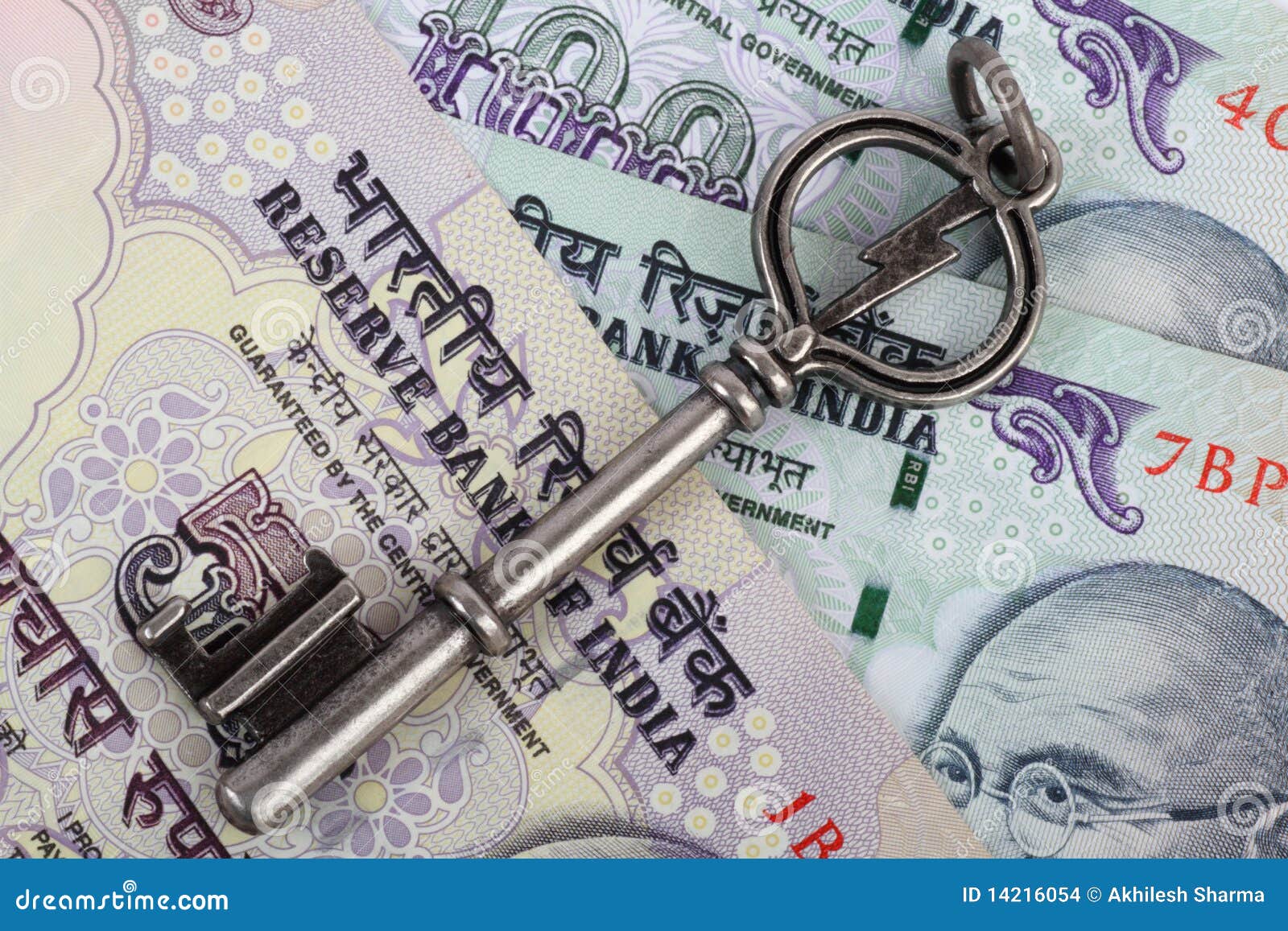 Old vintage key on rupees stock photo. Image of fund - 14216054