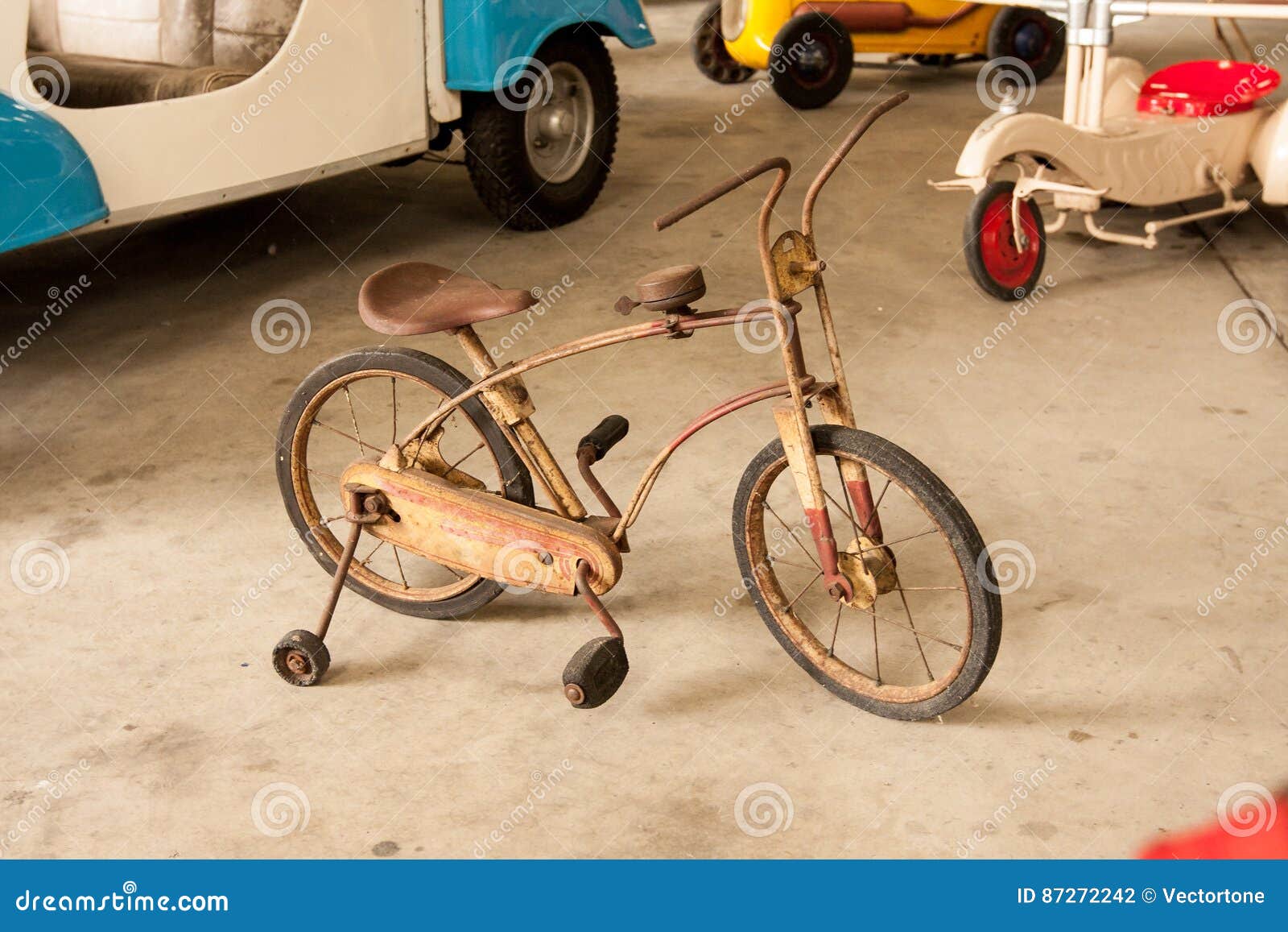Old vintage kid bicycle. stock photo. Image of abandoned - 87272242