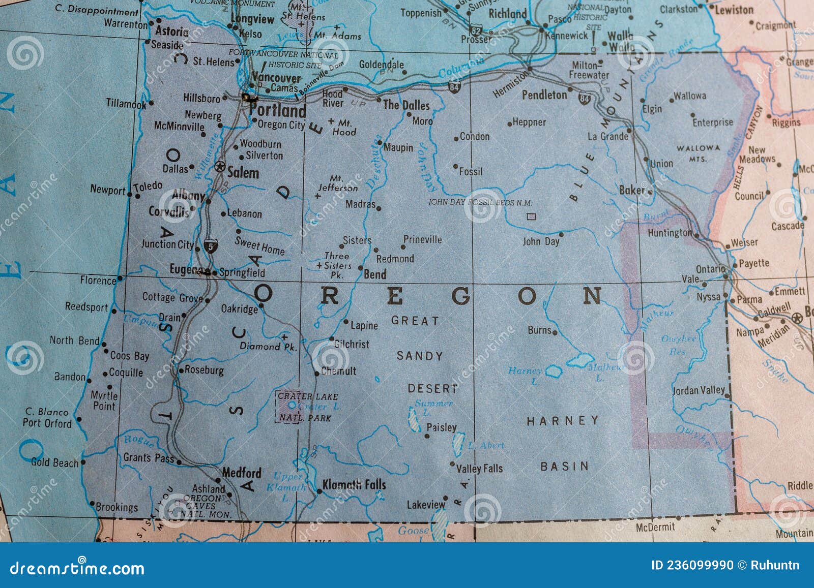 Old Vintage Map Mounted on a Wall Showing the State of Oregon. Stock ...