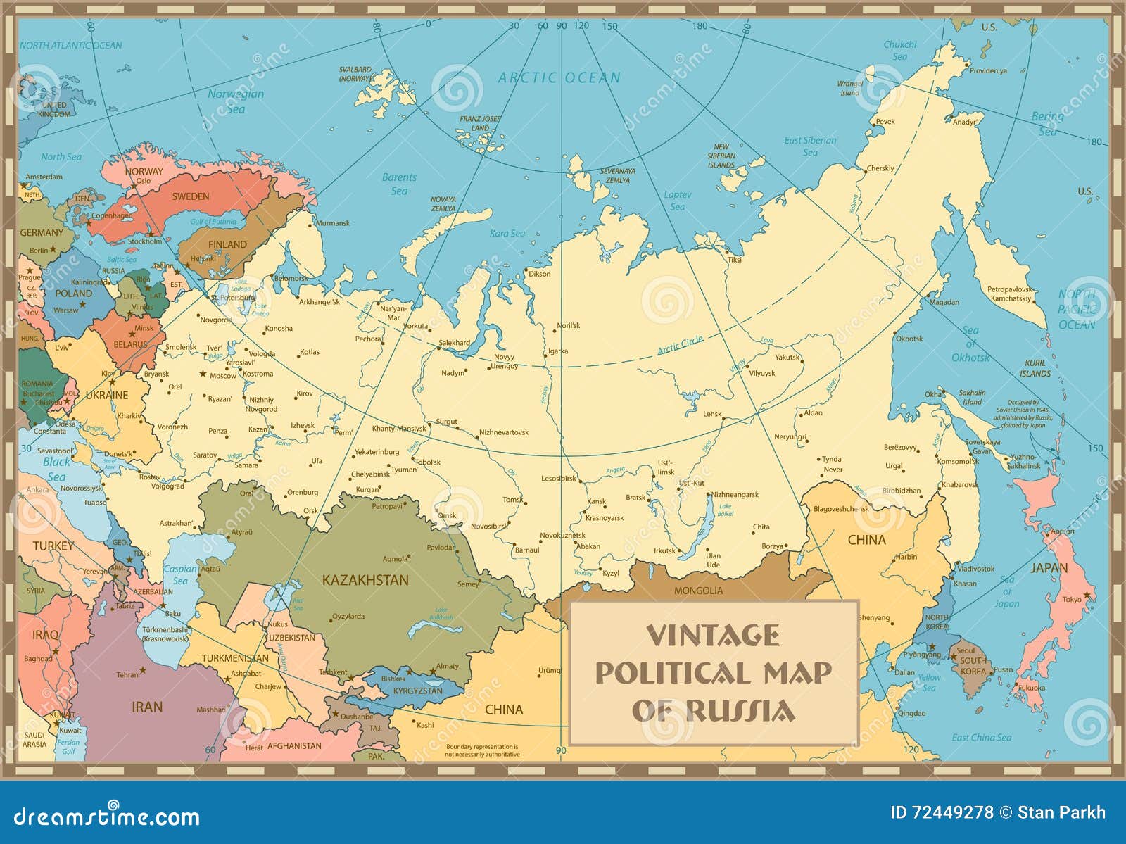 Old Vintage Map of Russian Federation Stock Vector - Illustration of ...