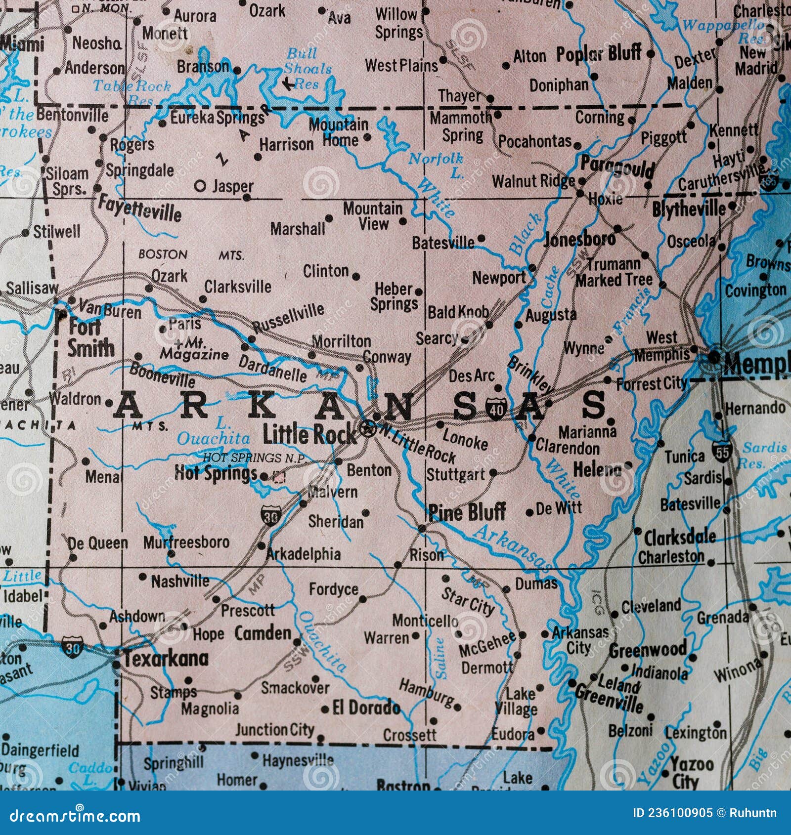 Old Vintage Map State of Arkansas. Stock Image - Image of vintage ...