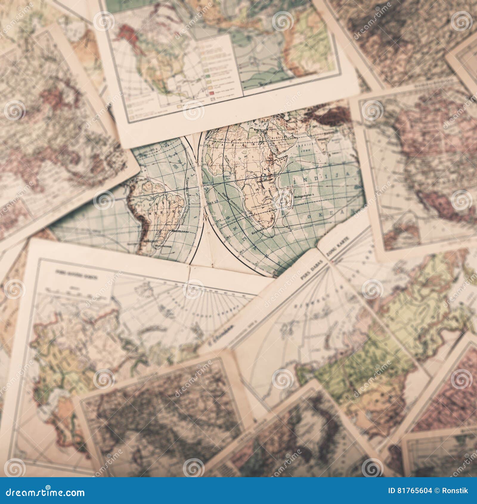 Old Vintage Maps Of The World Royalty-Free Stock Image | CartoonDealer ...