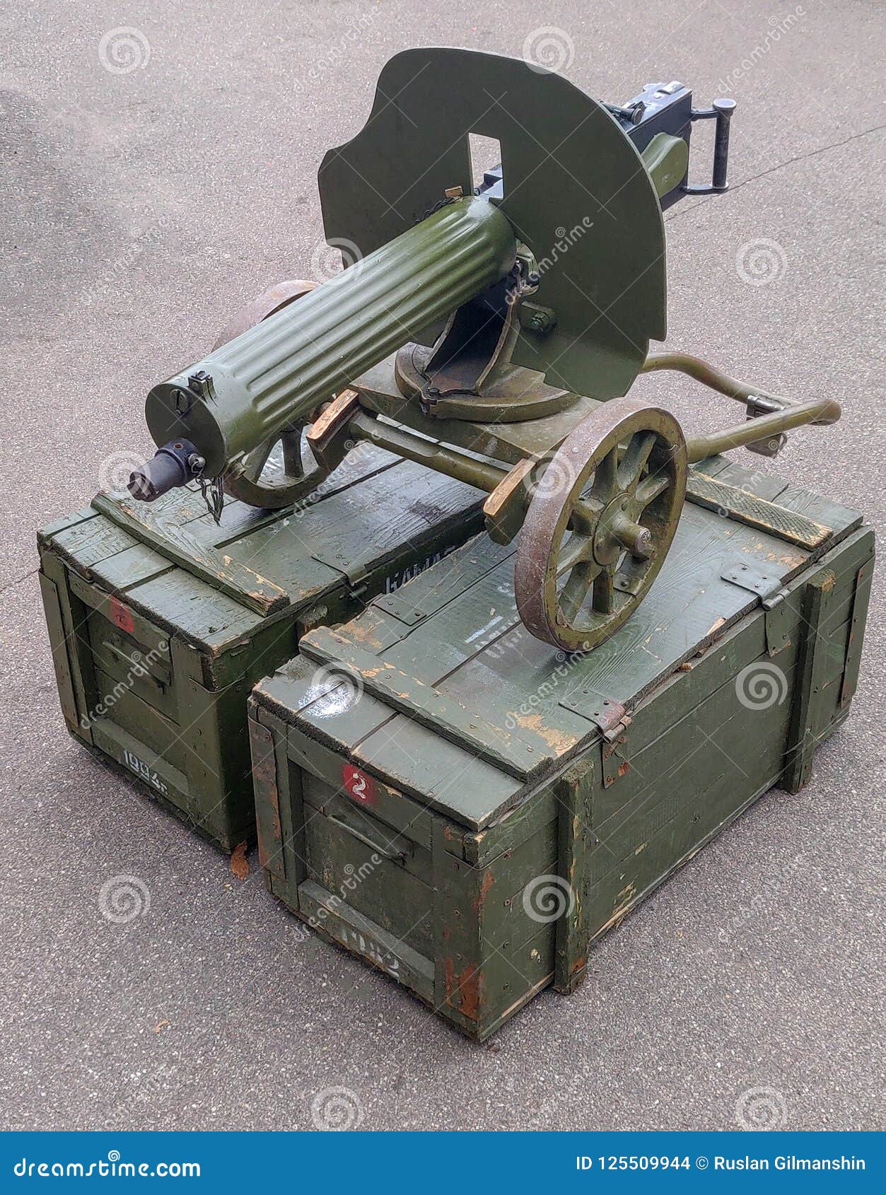 Old Vintage Maxim Machine Gun Stock Photo - Image of museum, great ...