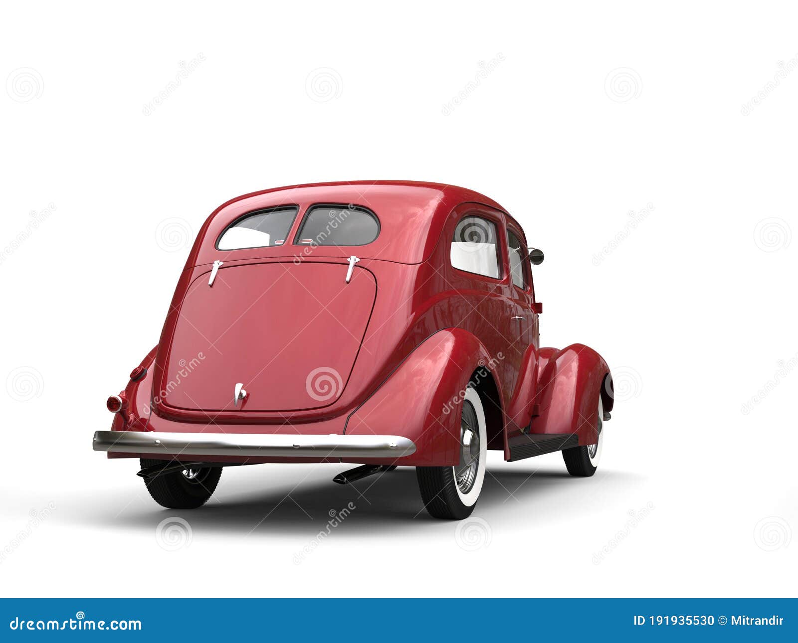 Old Vintage Metallic Red Car - Back View Stock Illustration ...