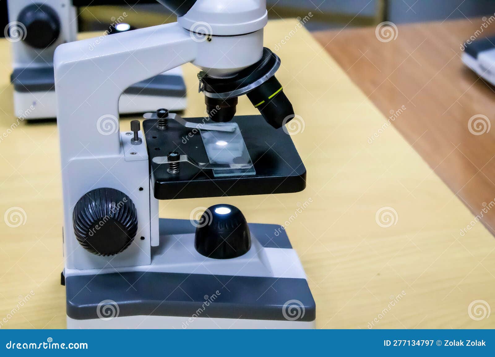 Old Vintage Microscope on Table Sepia Photo Stock Image - Image of ...