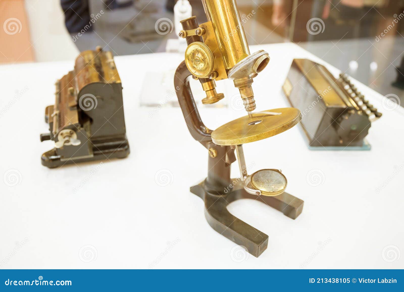Old Vintage Microscope on a White Background Stock Image - Image of ...