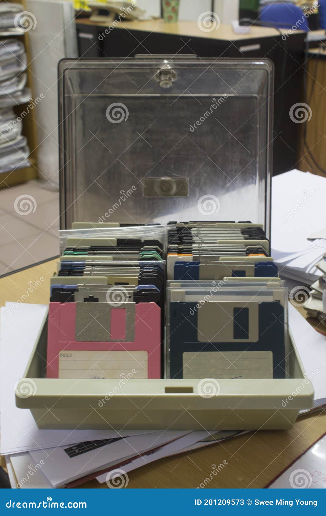 Old Vintage Optic or Floppy Diskettes Collection. Stock Image - Image ...