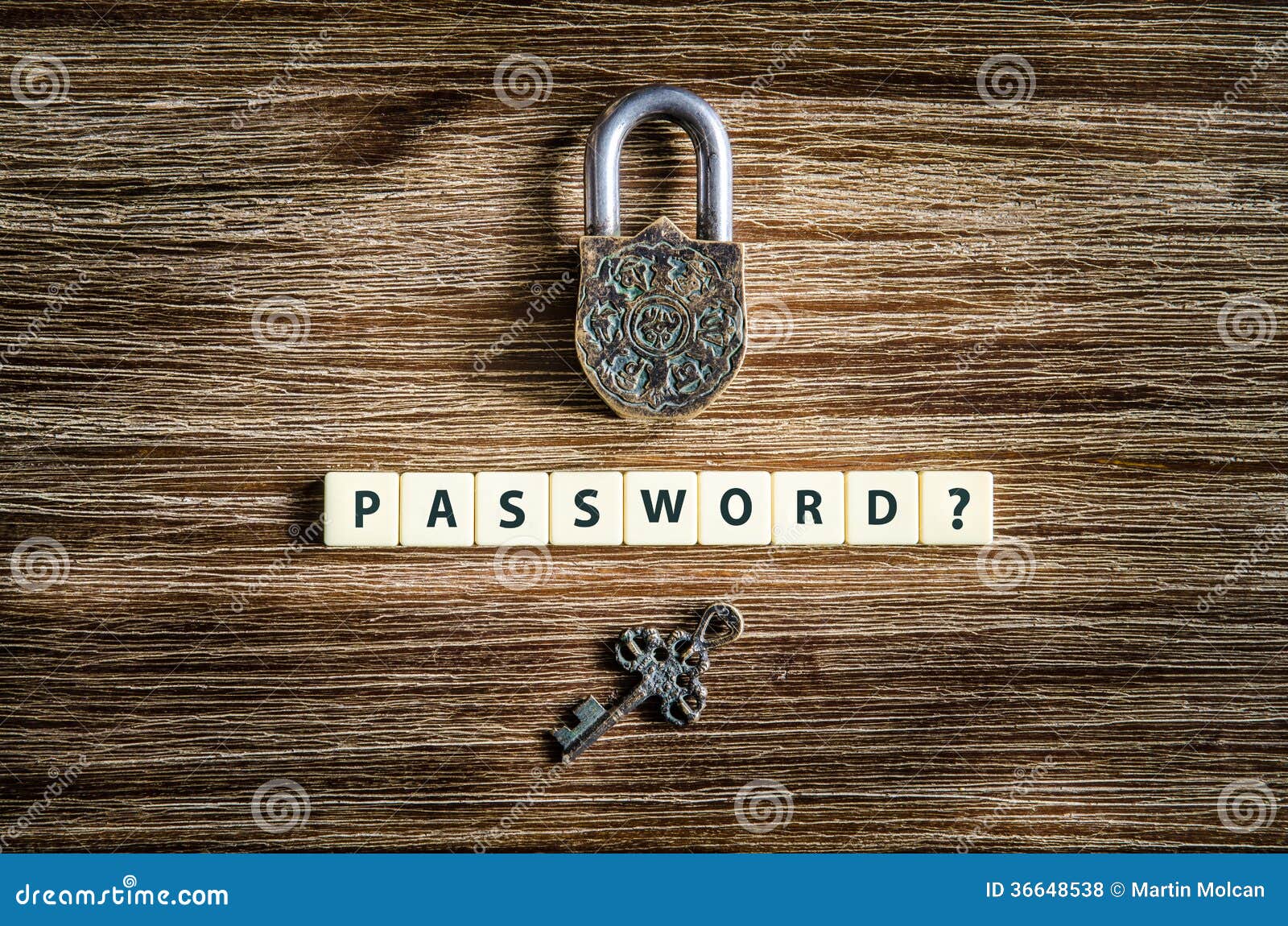 Old Vintage Padlock and Key with Password Sign Stock Photo - Image of ...