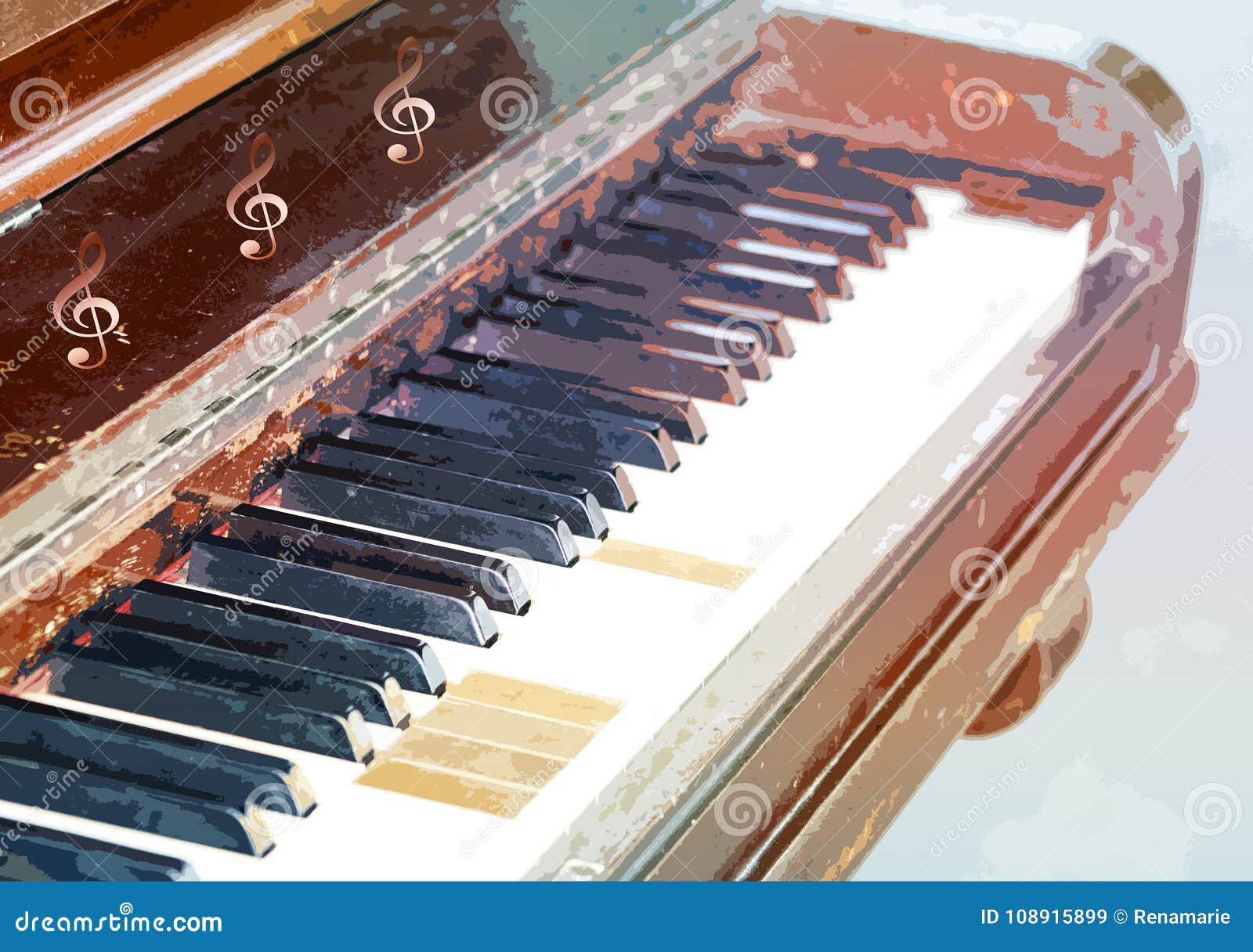 Old Vintage Piano with a Few Missing Keys Stock Image - Image of ...