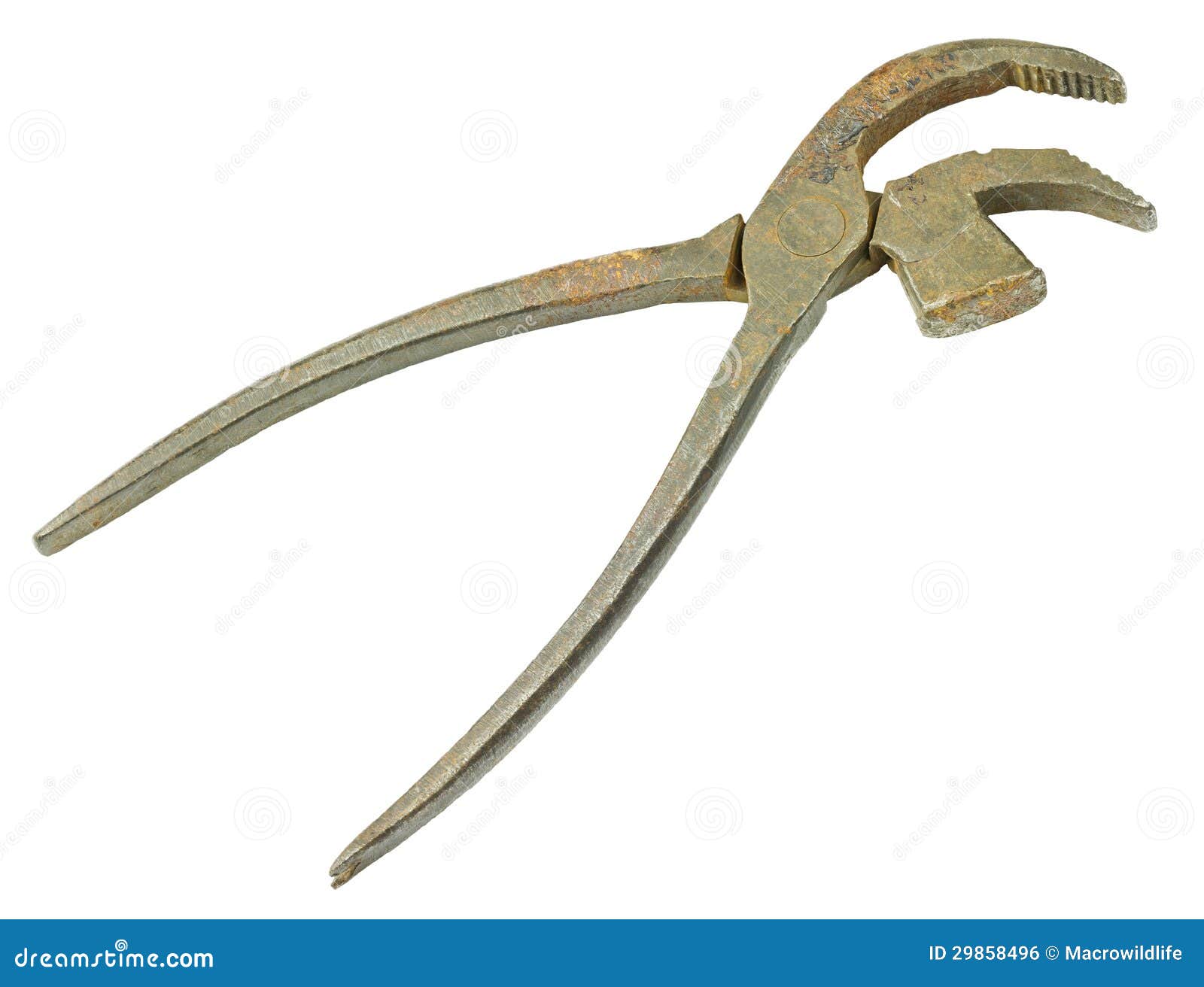 Vintage Pliers, Adjustable Wrench On The Table Stock Photo ...