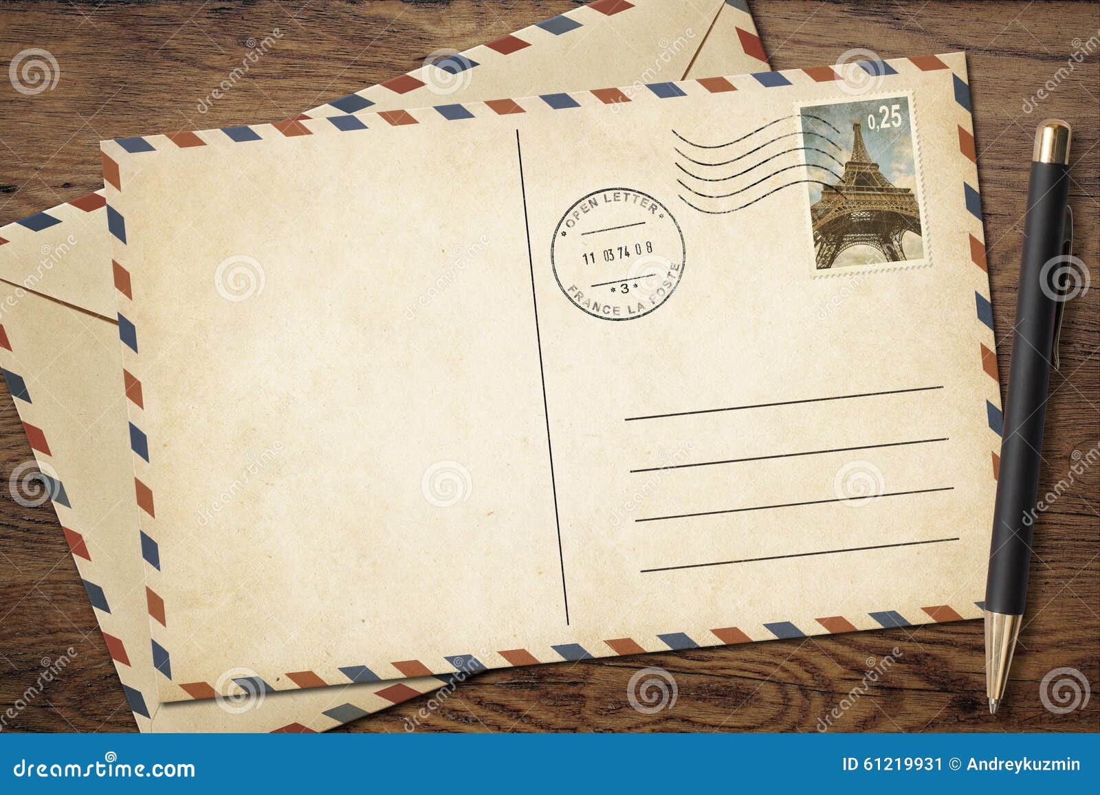 Old Vintage Postcard and Envelope with Pen on Editorial Photo - Image ...