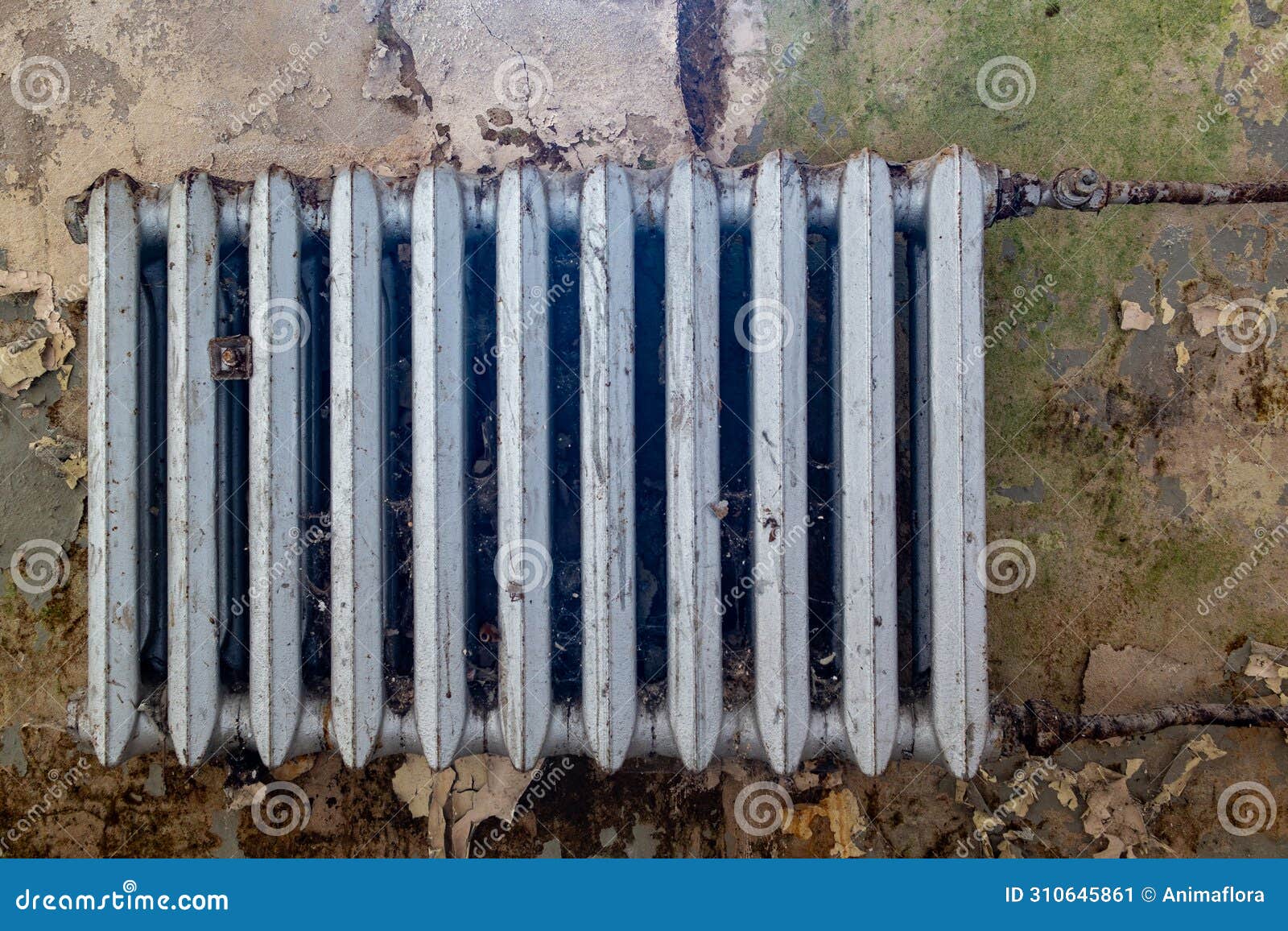 Old Vintage Radiator on the Wall Stock Image - Image of central, house ...