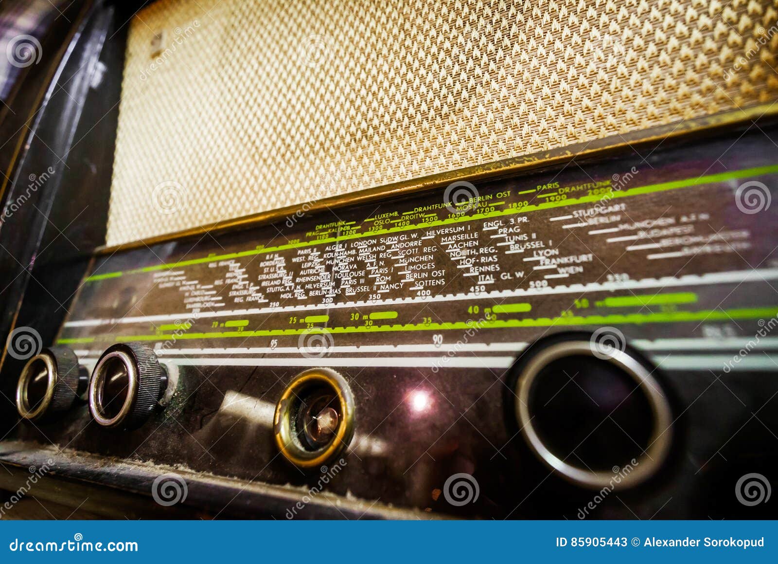 Old Vintage Radio with Adjustment Handles Stock Image - Image of style ...