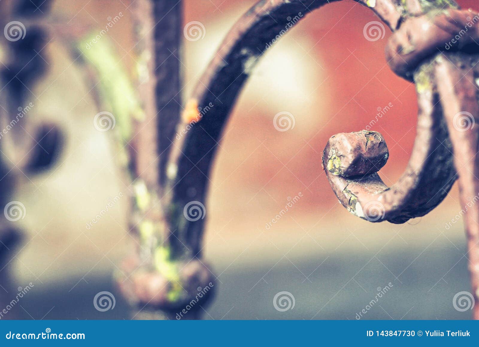 Old Vintage Railing With Rust On The Stairs In The House. Forged ...