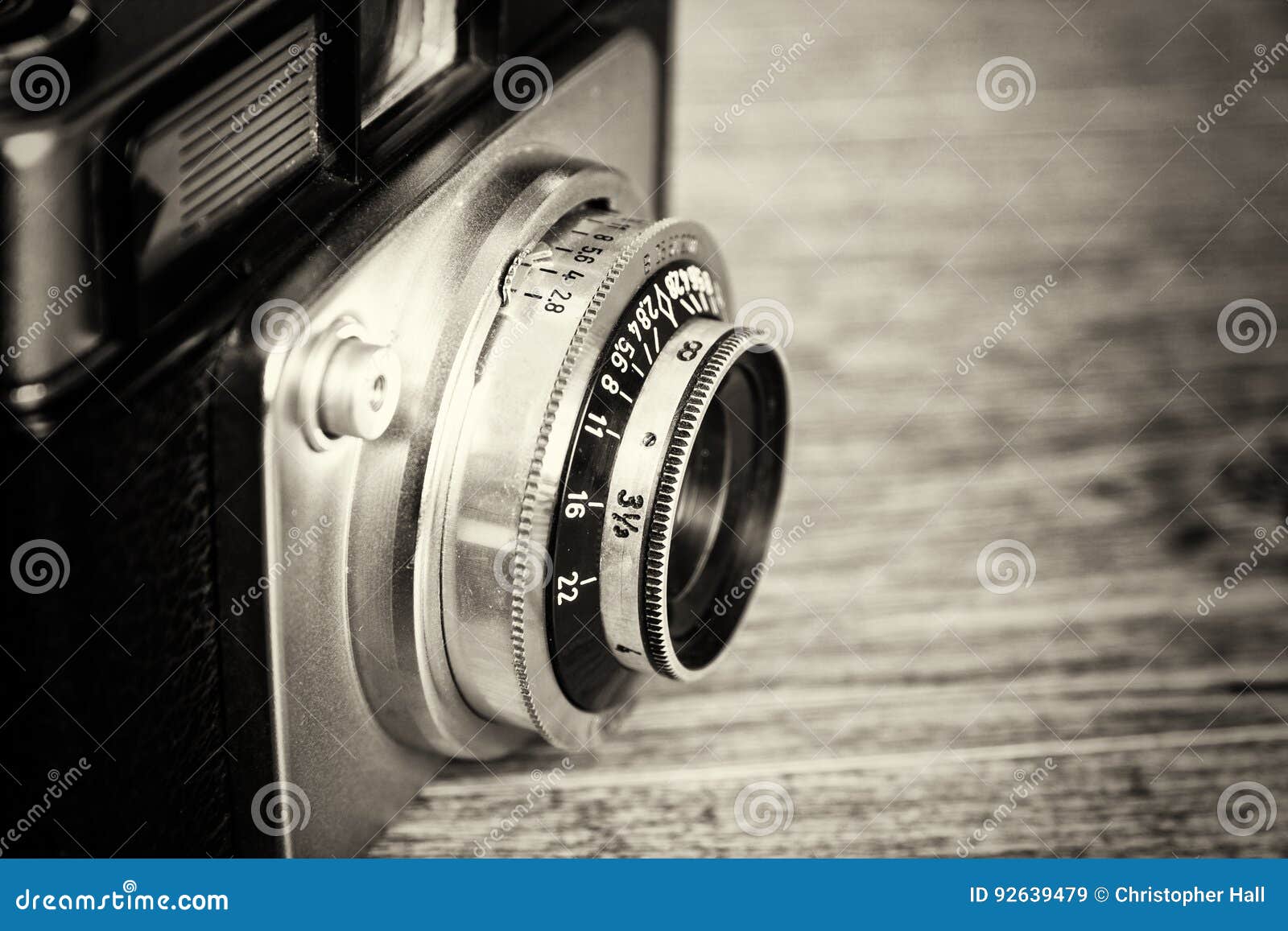 Old Vintage Retro Camera on Wooden Background Stock Image - Image of ...