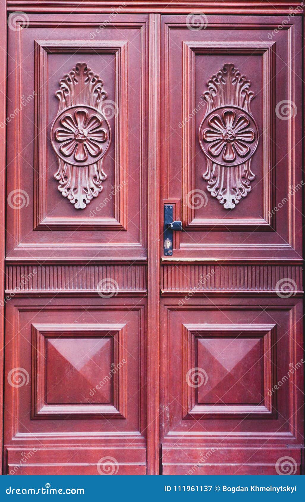 Old Vintage Retro Red Door with Different Patterns Isolate Stock Image ...