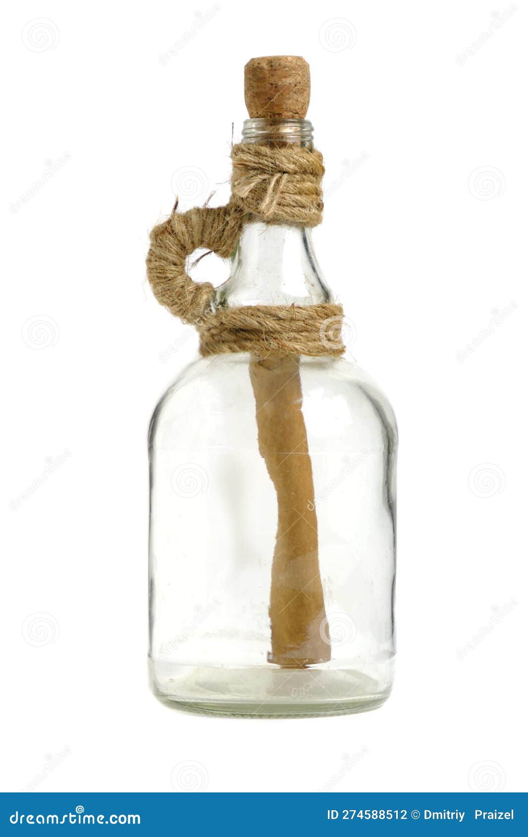 Old Vintage Retro Wine Bottle with Sealed Roll of Paper Inside. Stock ...