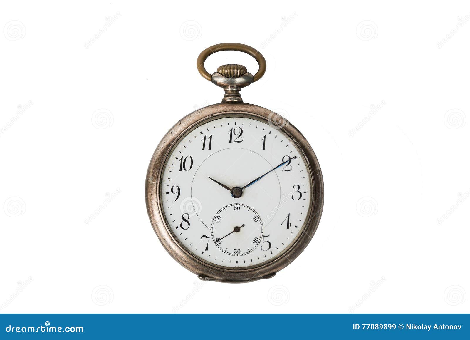 Old Vintage Round Pocket Watch Isolated on White Stock Image - Image of ...