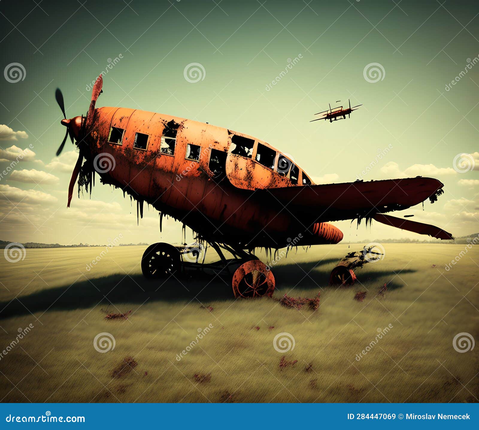Old Vintage Rusted Airplane Crashed in Jungle, Generative AI ...
