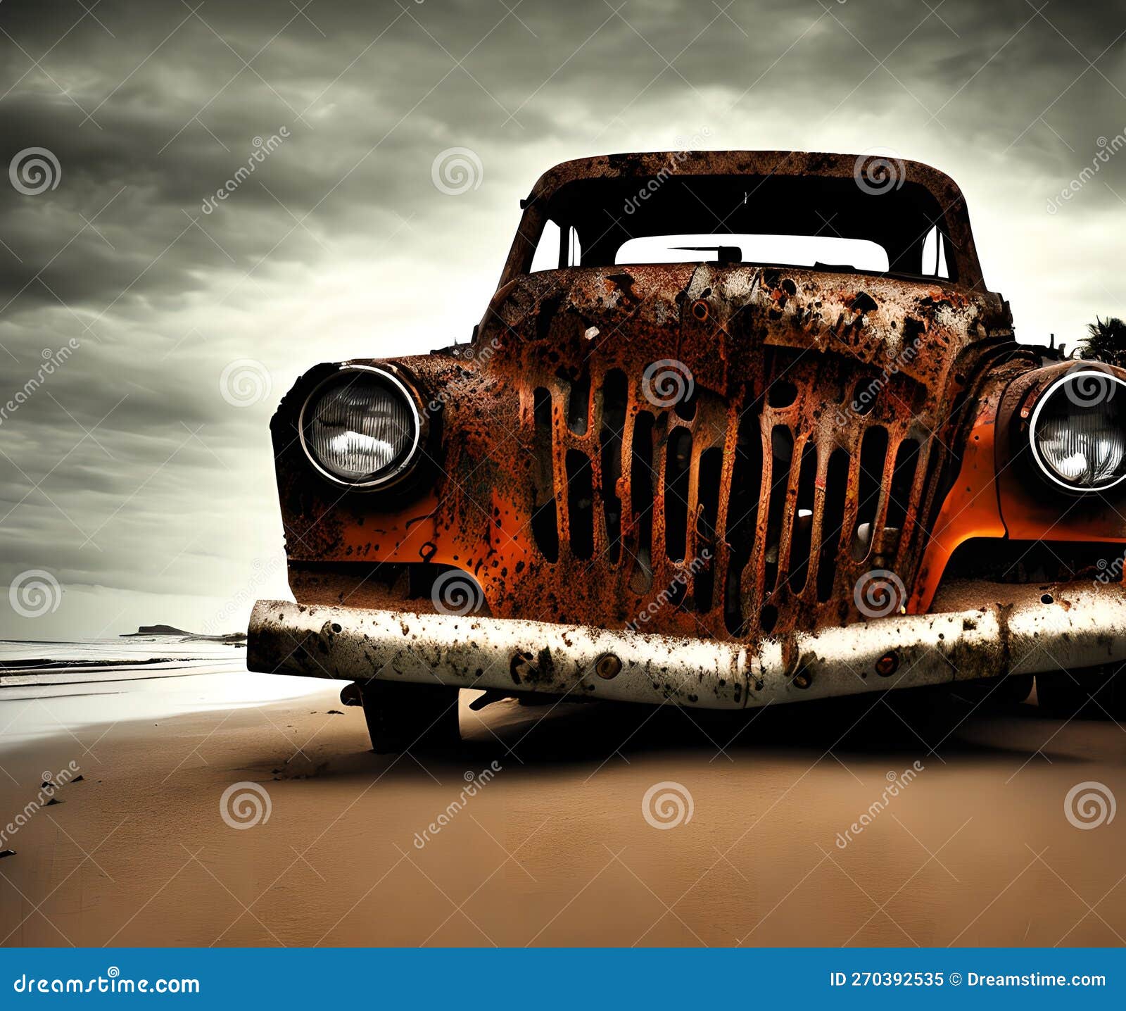 Old Vintage Rusted Car, Generative AI Illustration Stock Illustration ...