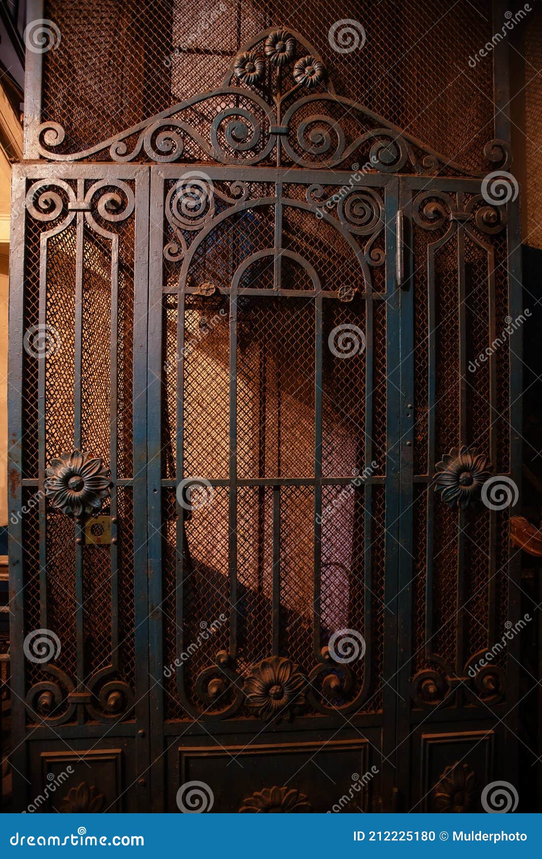 Old Vintage Rusty Elevator Gates in Old Mansion Stock Photo - Image of ...