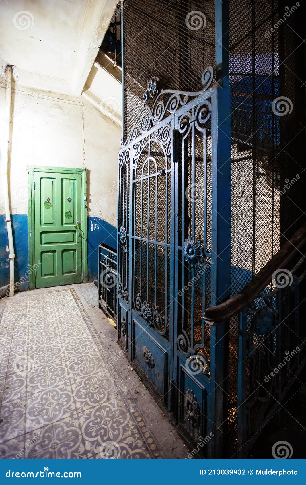 Old Vintage Rusty Elevator Gates in Old Mansion Stock Photo - Image of ...