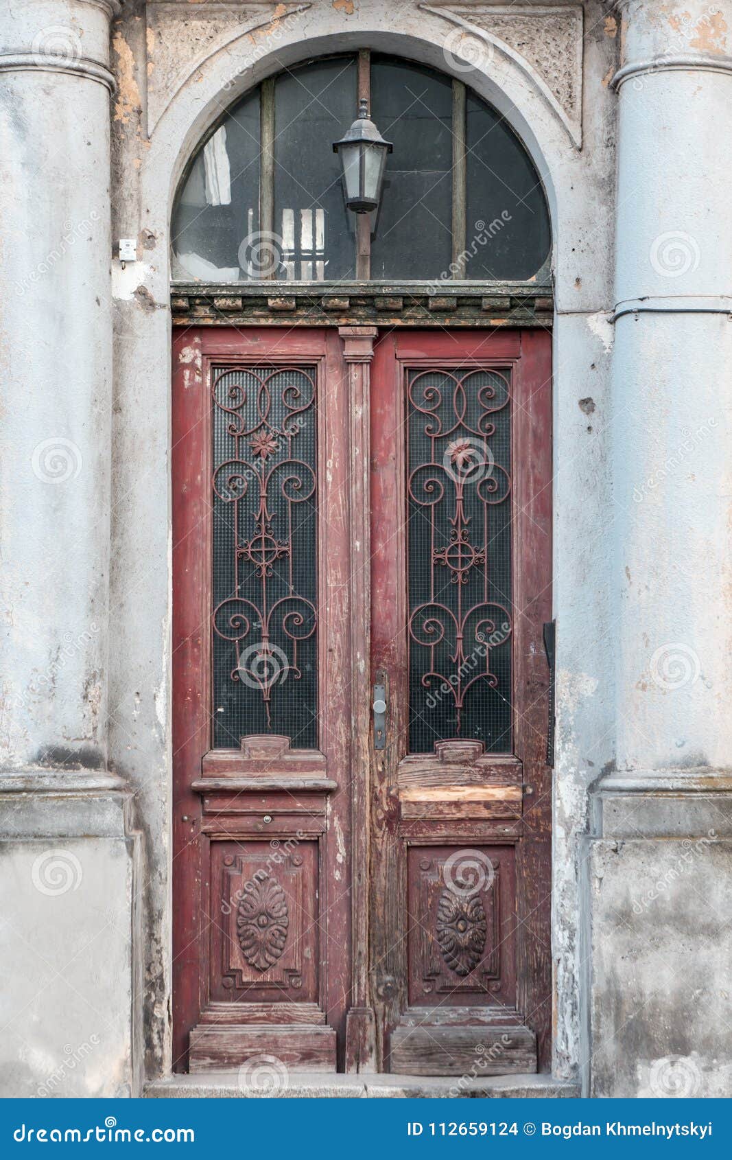 Old Vintage Shabby Door with a Lantern Stock Photo - Image of doorway ...