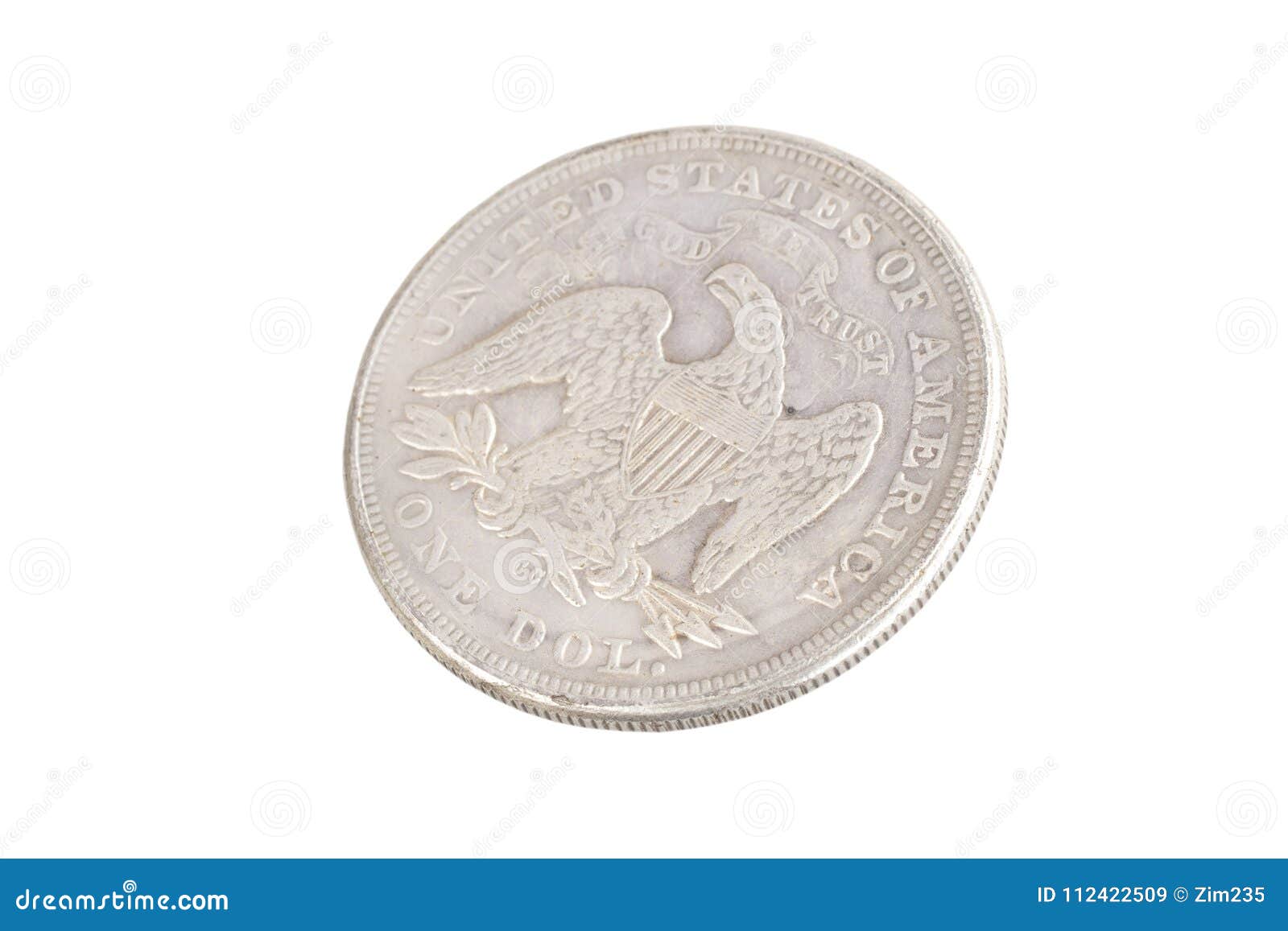 Old vintage silver dollar stock image. Image of space - 112422509