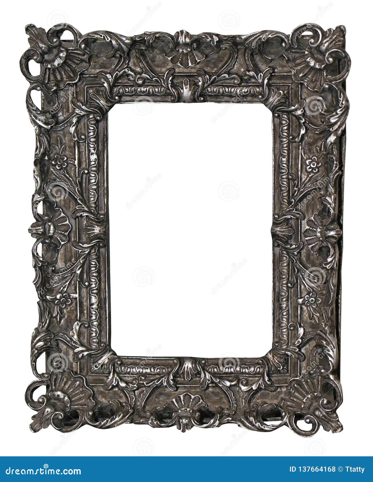 Old Vintage Silver Frame on White Stock Photo - Image of vintage, aged ...