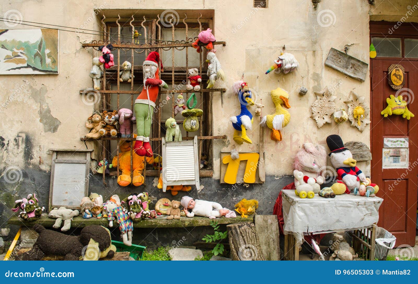 Old Vintage Soviet Union Toys Collection Stock Image - Image of bench ...