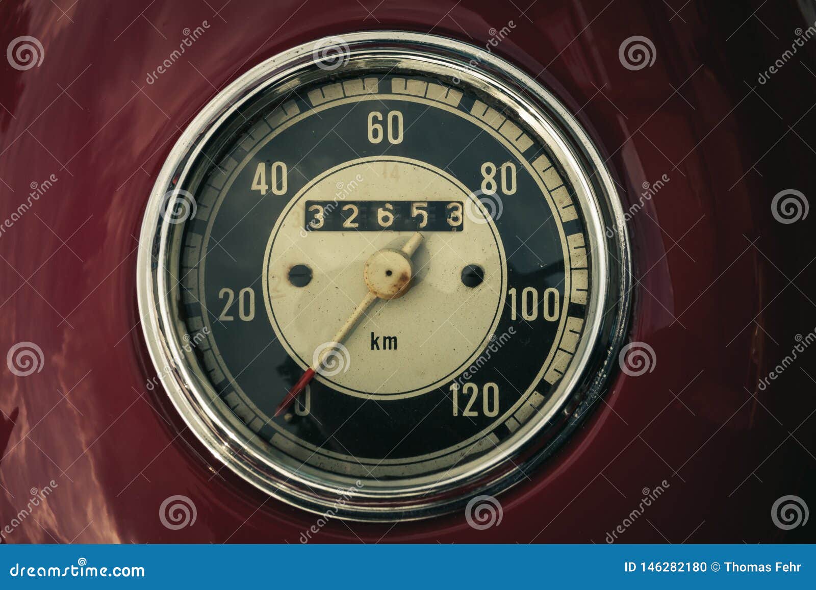 Old vintage speedometer stock photo. Image of chrome - 146282180