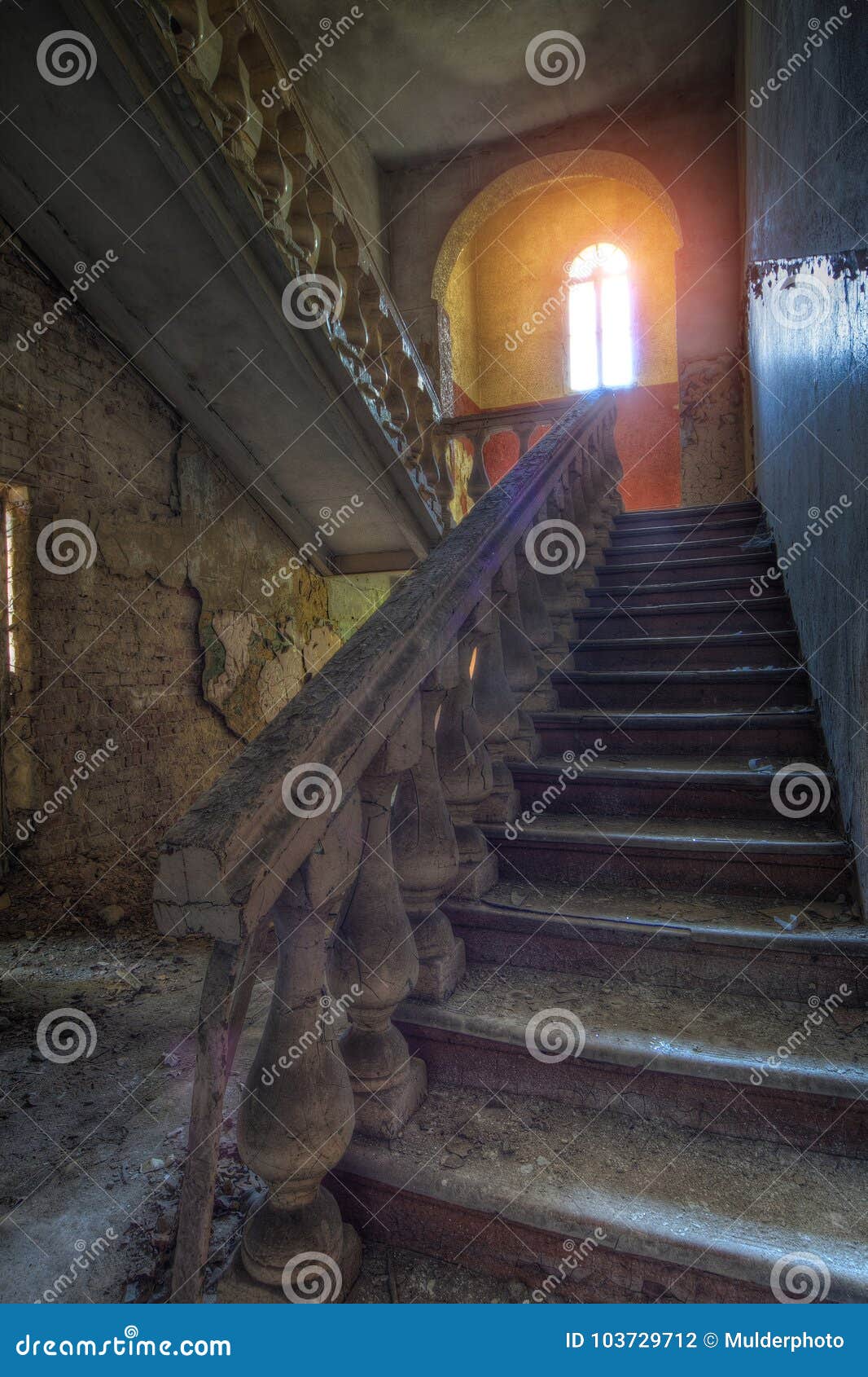 Old Vintage Staircase in Abandoned Mansion Stock Photo - Image of ...